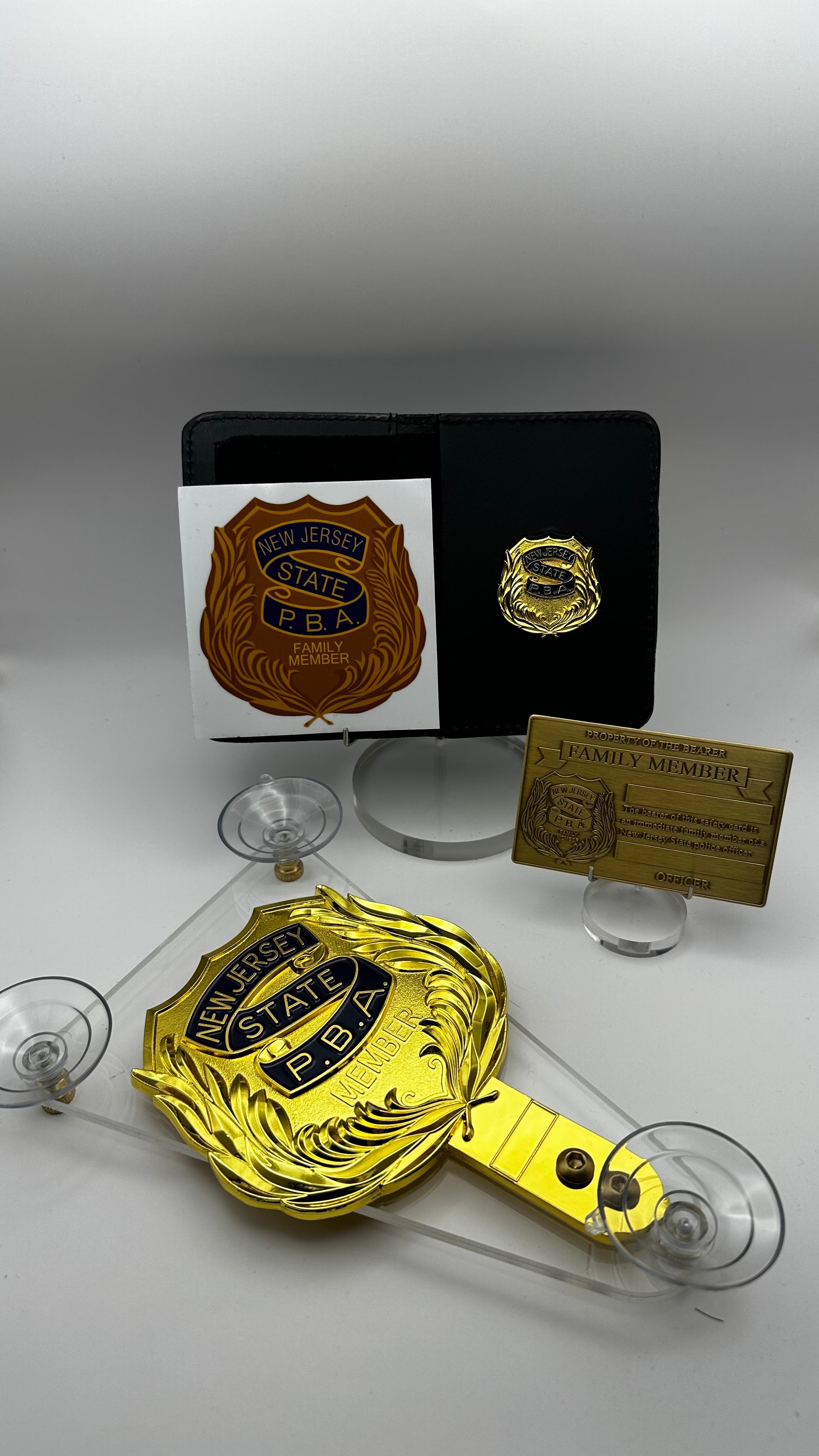 New Jersey State PBA Family Member Badge Set – Windshield Badge